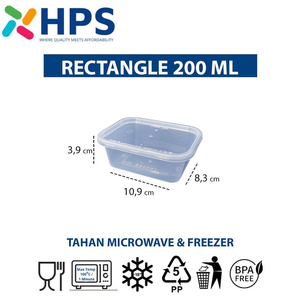 Jual Thinwall 200ml Persegi Panjang Container Makan Plastik Rectangle