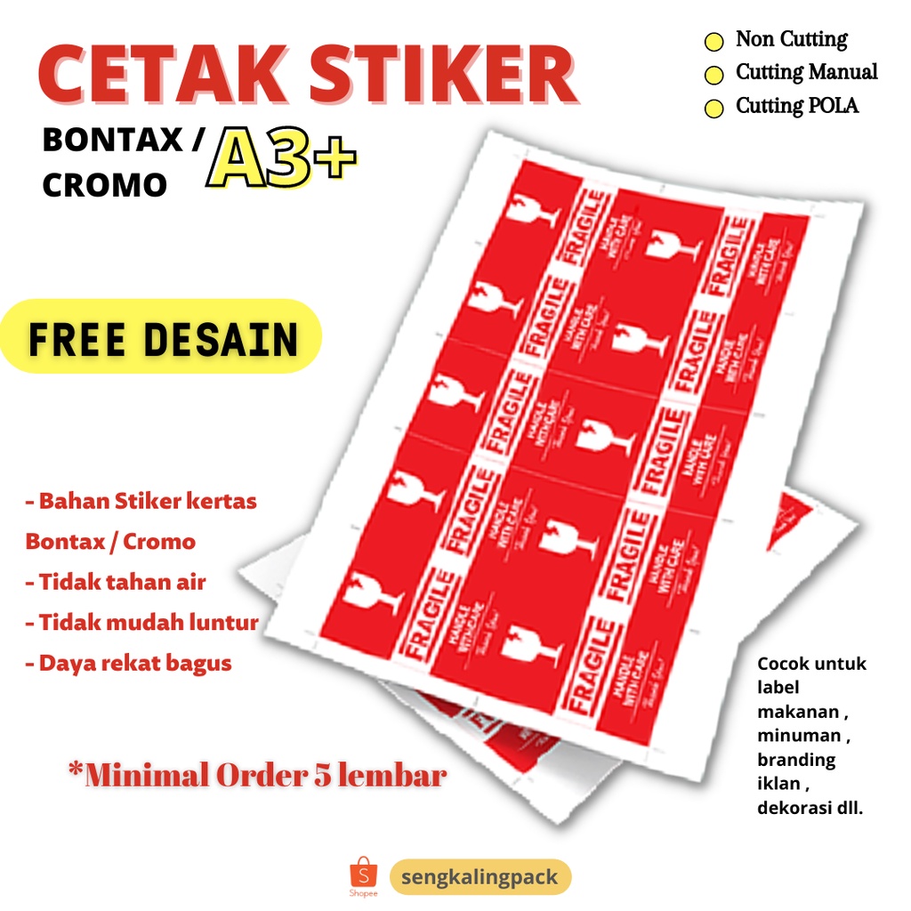 Jual CETAK STIKER BONTAX MURAH A3 PERSEGI - LABEL PERSEGI - LABEL NAMA ...