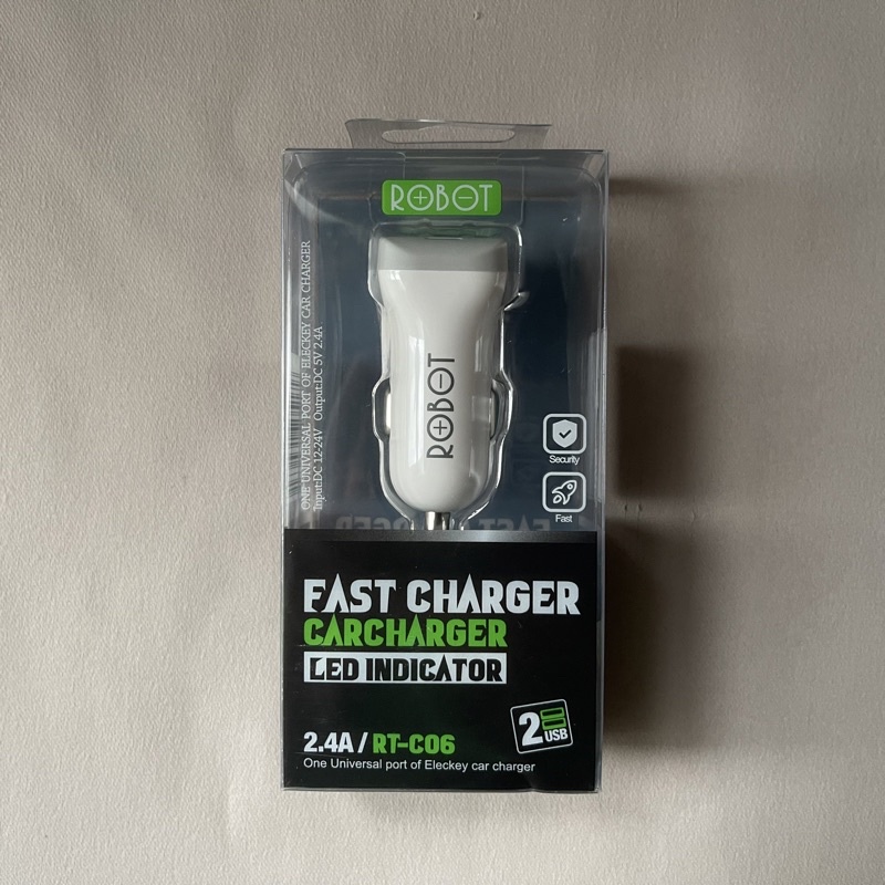 Jual ROBOT RT-C06 Car Charger LED Dual Output Mobil 2.4A Fast Charging ...