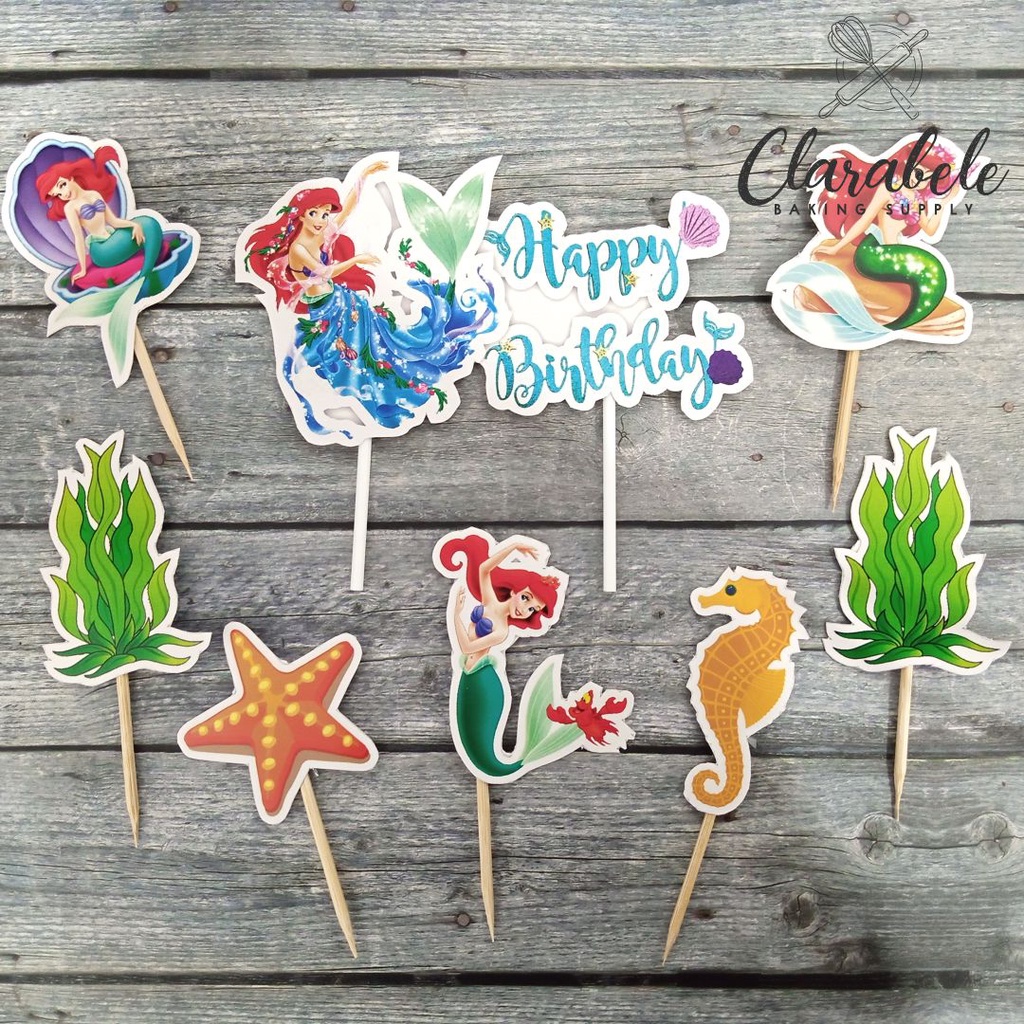 Jual Cake Topper Kertas Mermaid/Hiasan Kue Mermaid/Tusukan Kue Mermaid ...