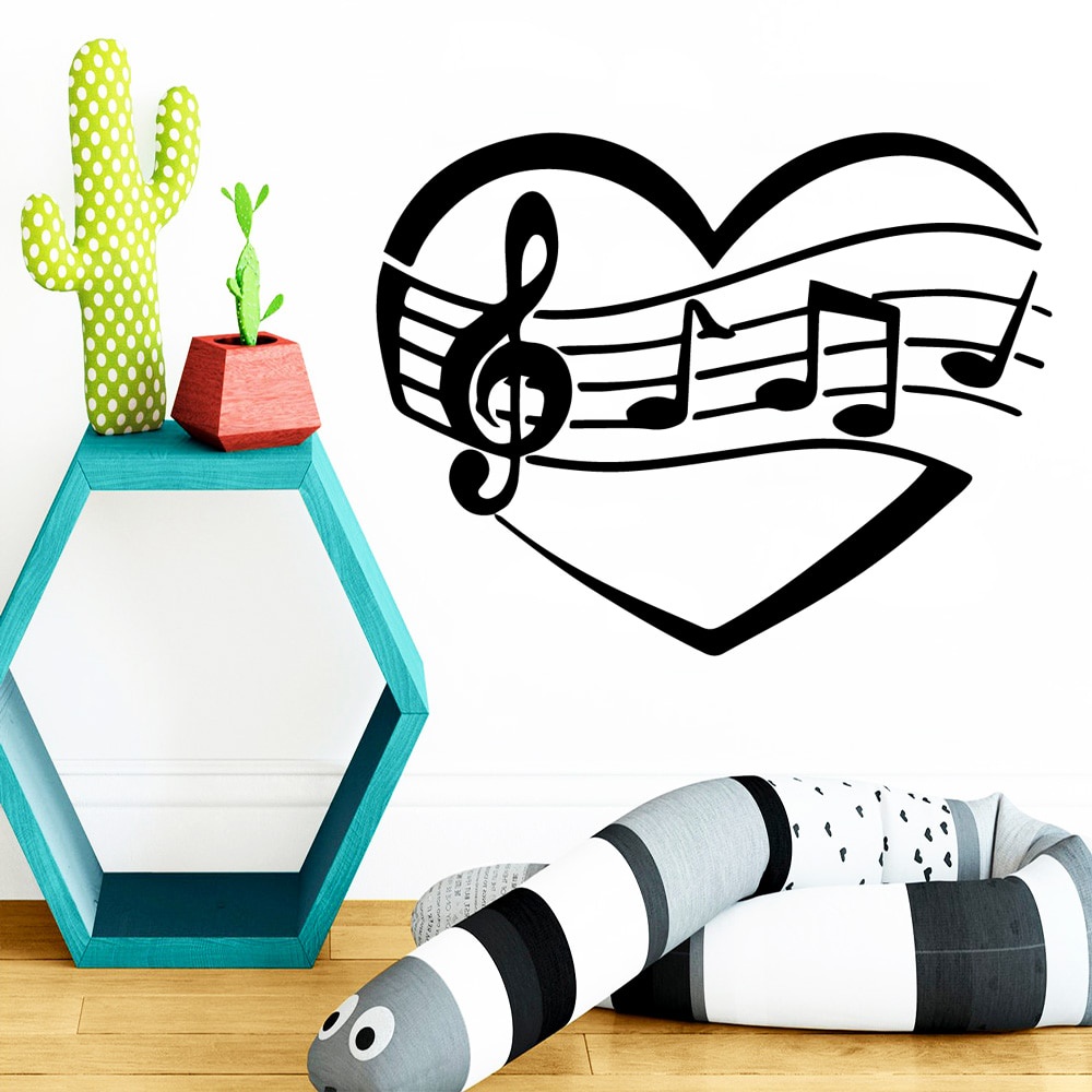Jual Stiker Dinding Musik Heart music Wall Sticker for Living Room ...