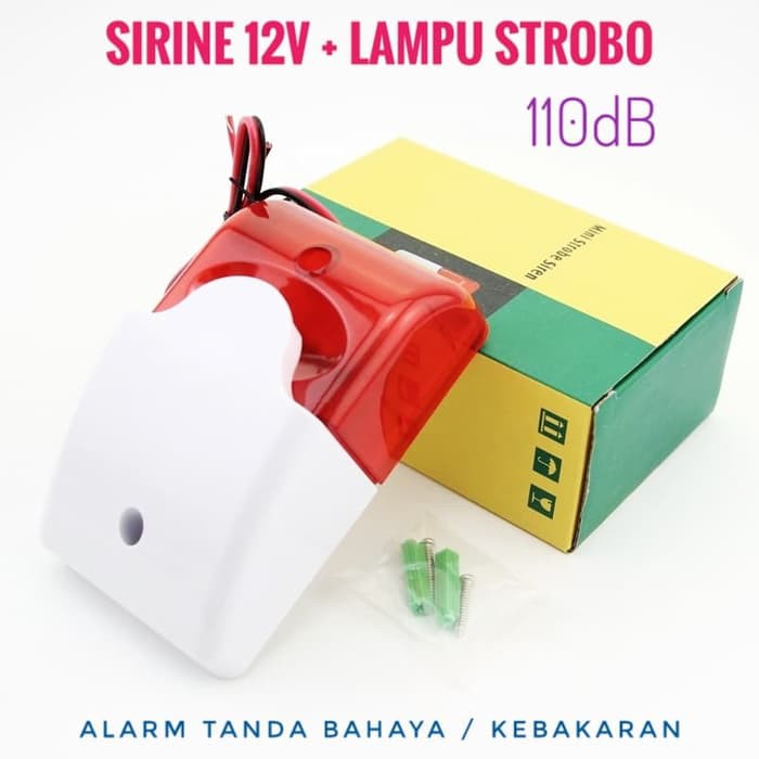 Jual Sirene Alarm Kebakaran Sirine Anti Maling 12V 110dB + Lampu Strobo ...