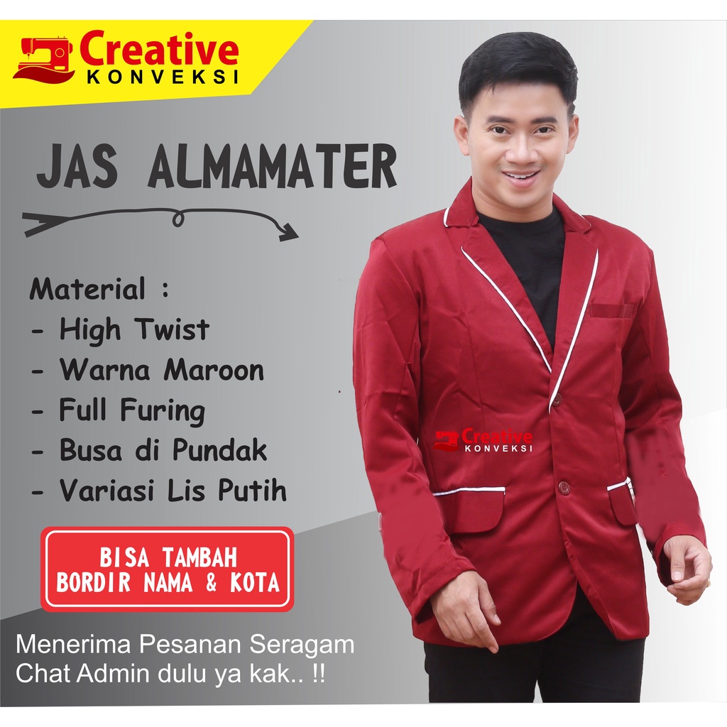 Jual Jas Almamater merah maroon variasi lis / jas Sekolah, OSIS, Rohis ...