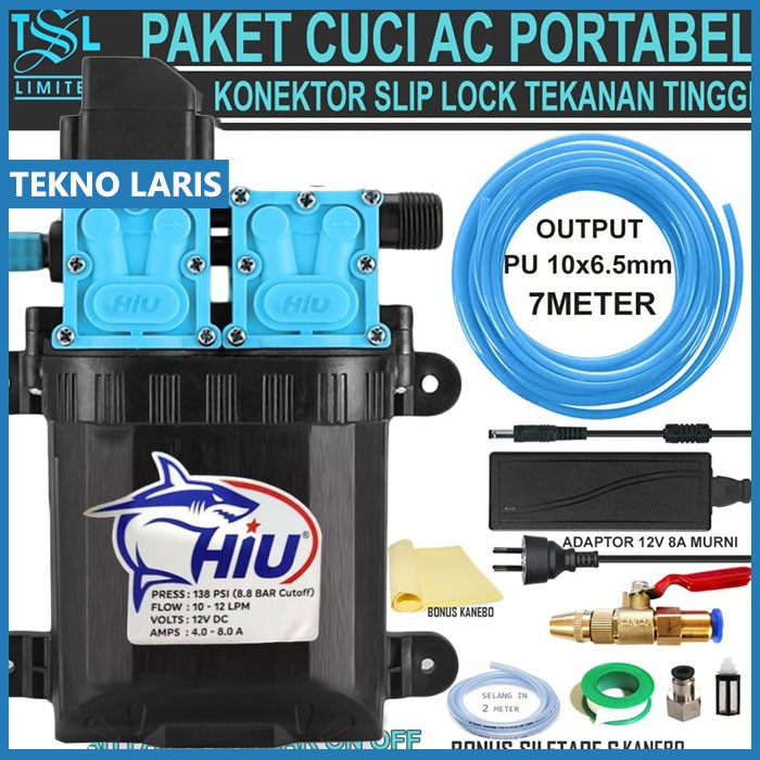 Jual ORIGINAL GAN !! Paket Pompa Cuci AC DC 12v HIU DUAL PUMP 160PSI ...