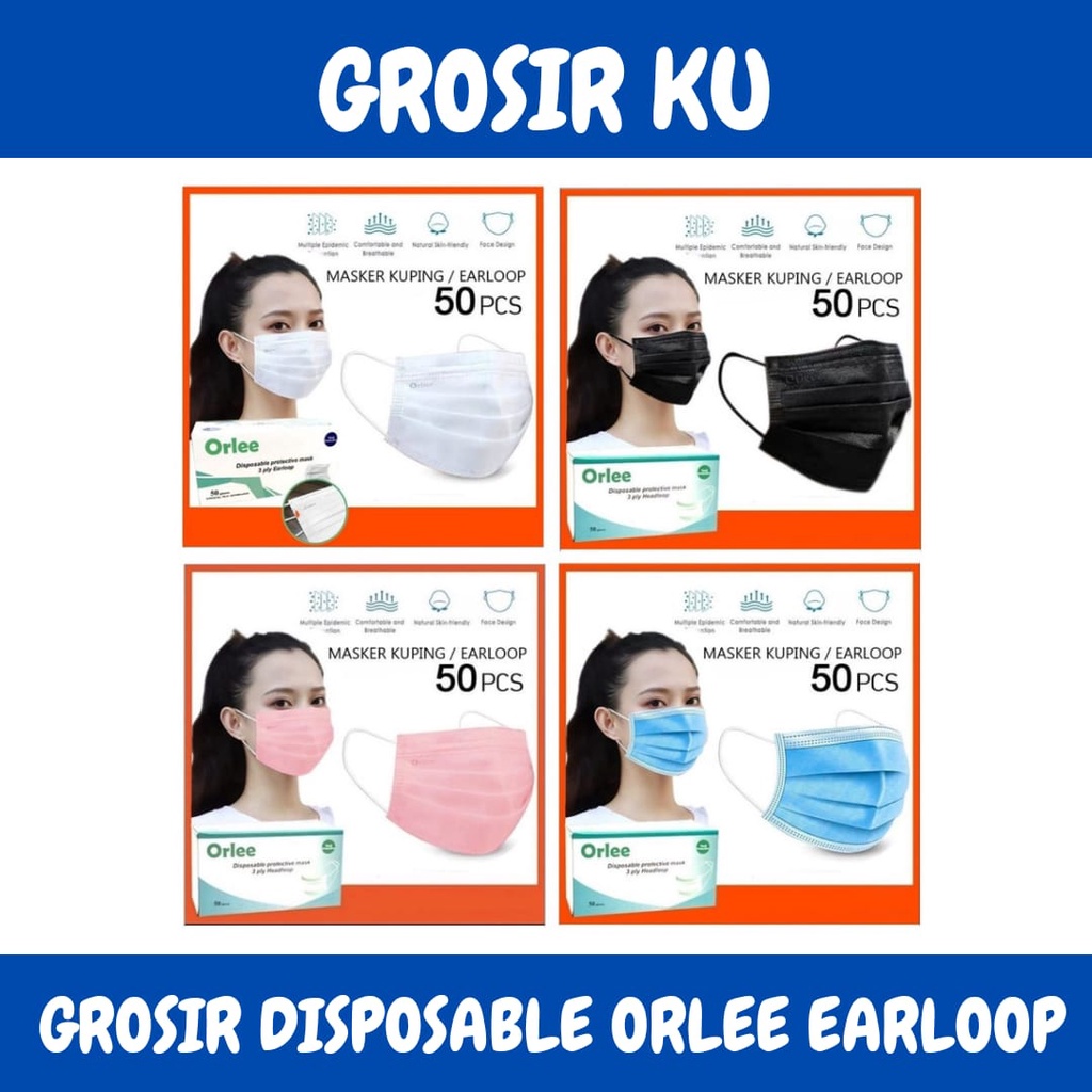 Jual Masker ORLEE ORLE Populer 3 ply 3Ply Earloop/Kuping/Tali Model ...