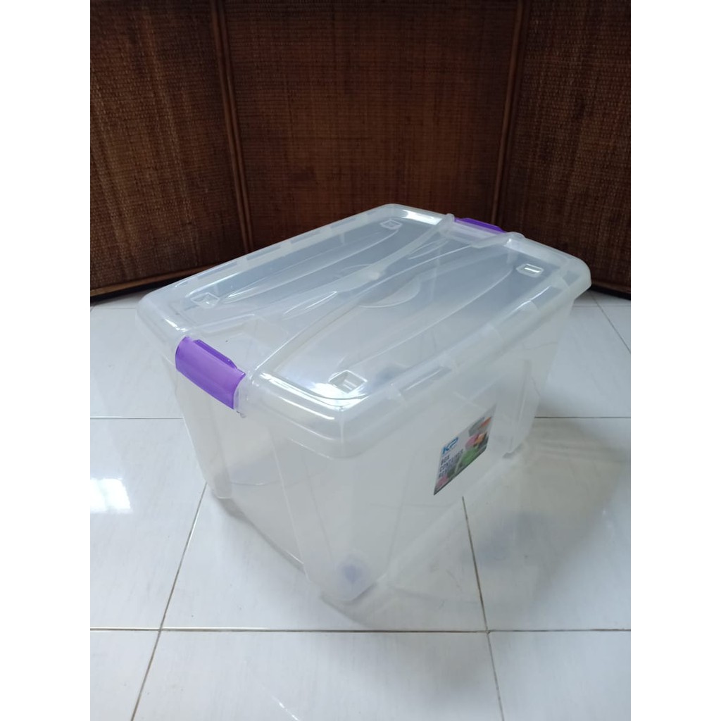 Jual BOX CONTAINER 50 LITER + RODA - Transparan / Box Serbaguna Bening ...