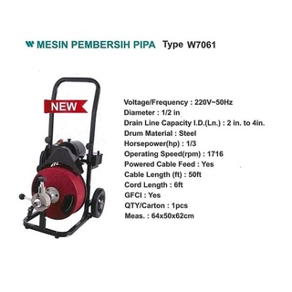 Jual Mesin Pembersih Saluran Air Pipa Drain Cleaner Pipe 15 m Wipro ...