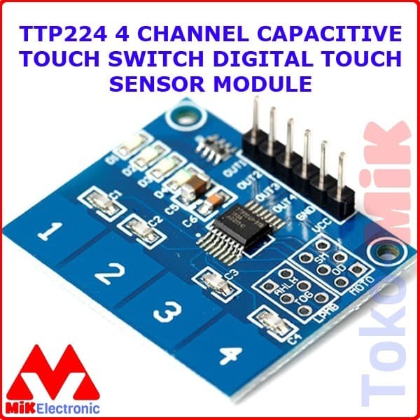 Jual TTP224 4 CHANNEL CAPACITIVE TOUCH SWITCH DIGITAL TOUCH SENSOR MODULE | Shopee Indonesia