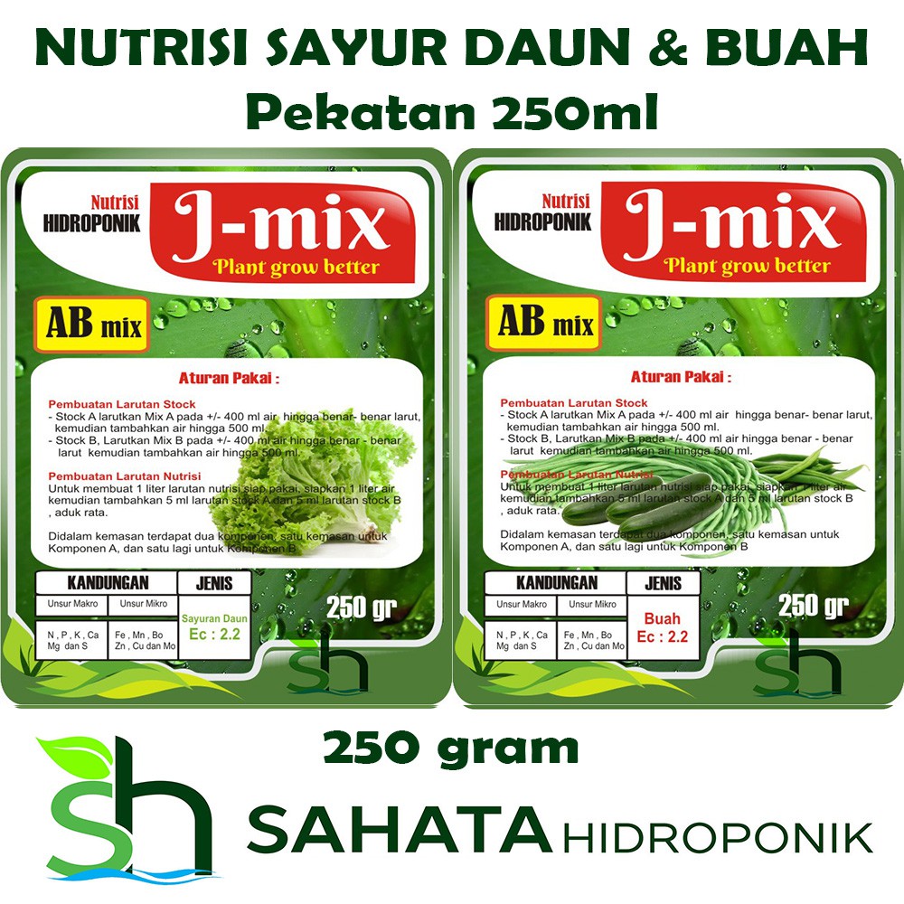 Jual Nutrisi AB Mix SAYURAN DAUN DAN BUAH J-Mix 250gr Pekatan 500ml ...