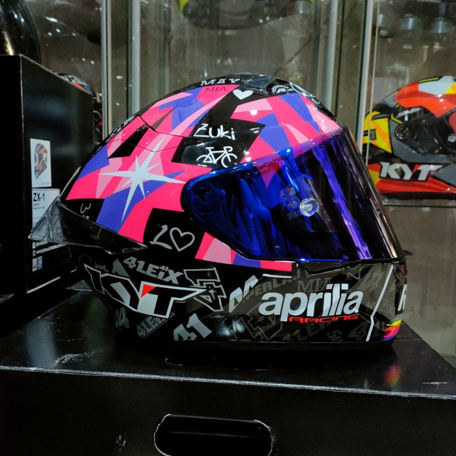 Jual KYT TT Course Espargaro 2021 Black repaint visor BLUE spoiler GPR ...