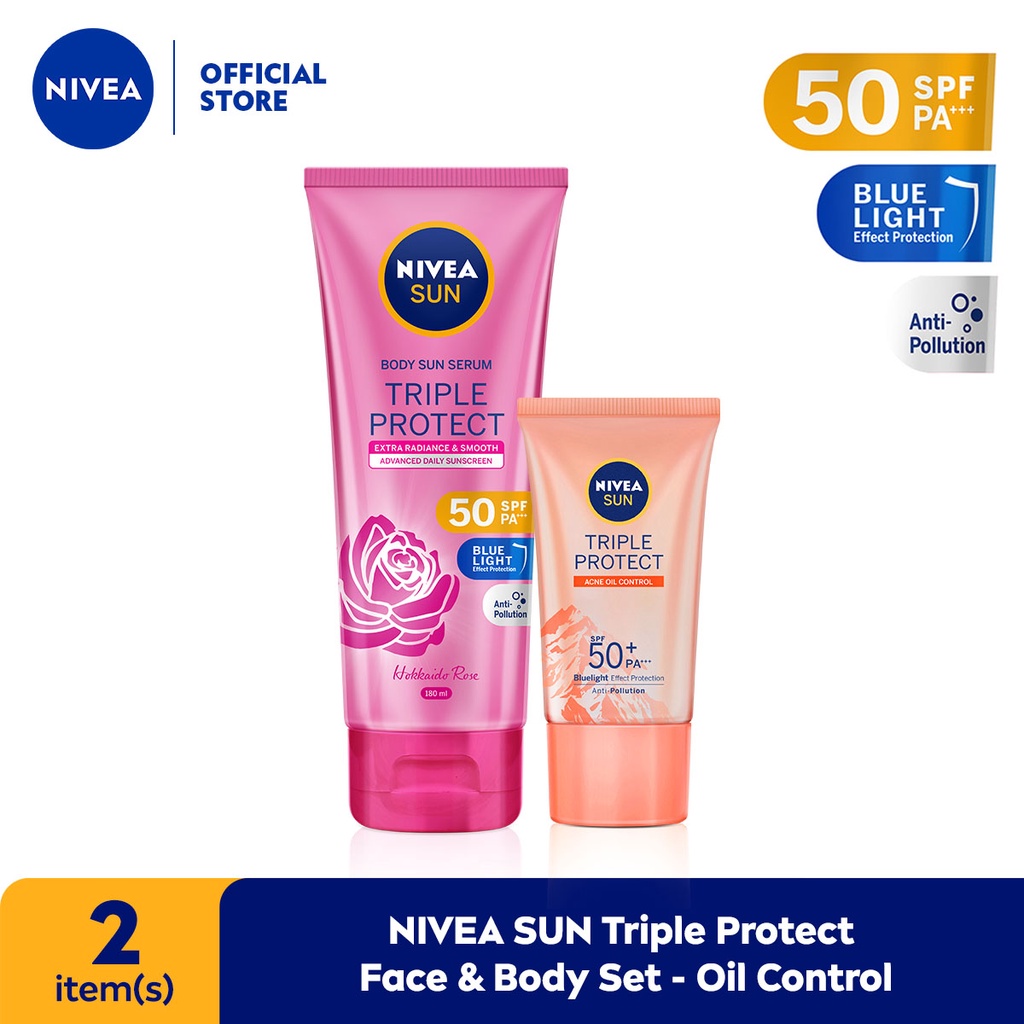 Jual NIVEA SUN Triple Protect Face Sunscreen and Body Serum SPF50 PA ...