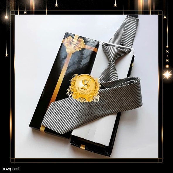 Jual Dasi Pria Instant Langsung Pakai abu silver Perekat garis diagonal ...