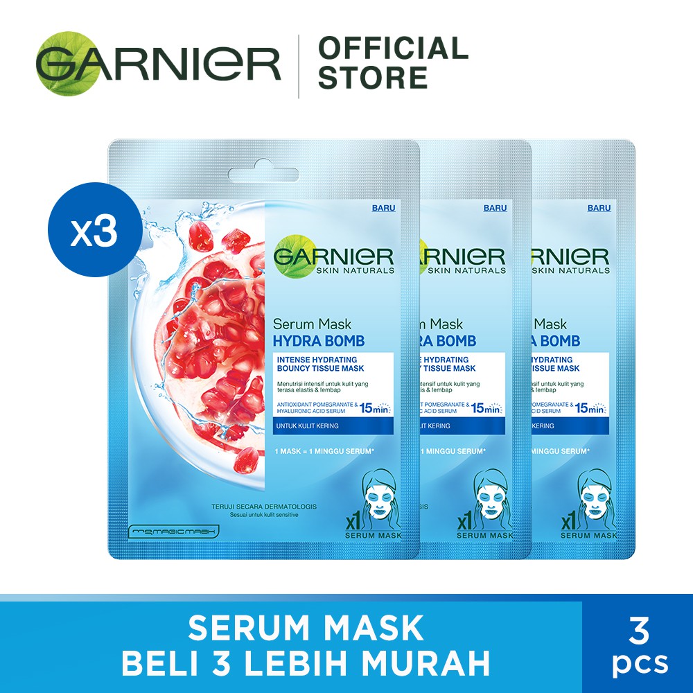 Jual Garnier Serum Mask Hydra Bomb Pomegranate Masker Wajah - Isi 3Pcs ...
