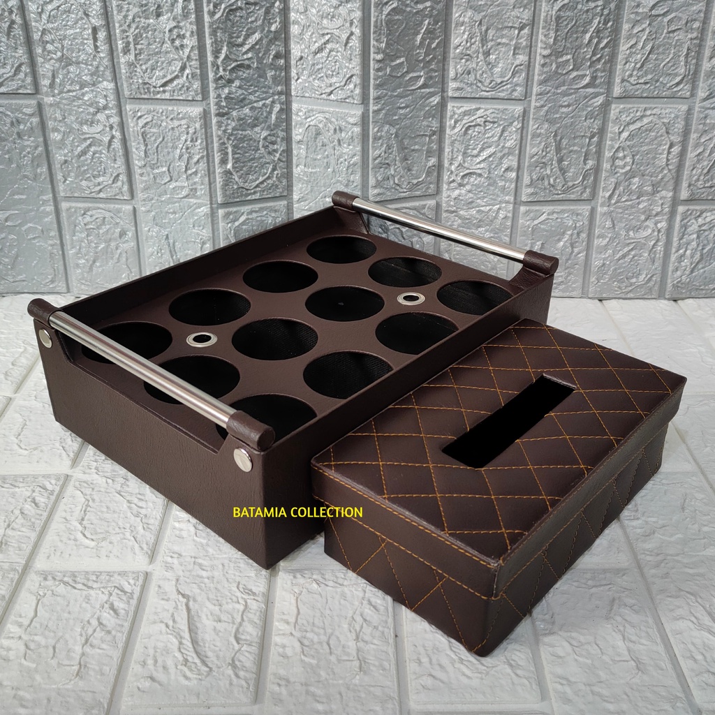 Jual Keranjang Aqua Gelas Isi 12 Cup + Tempat Tisu Motif Jahit Zigzag ...