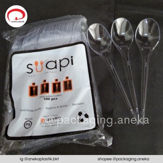Jual (100pcs) SENDOK MAKAN SUAPI BENING / sendok garpu sekali pakai ...