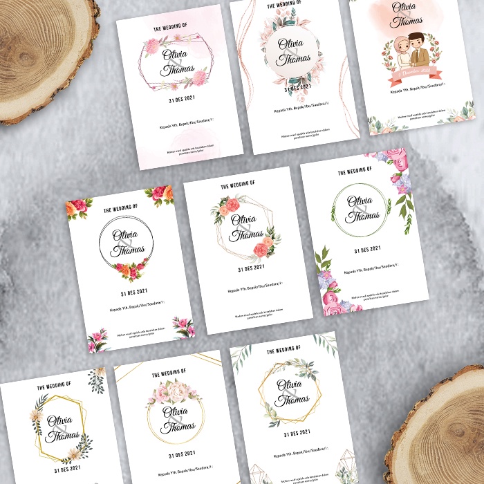 Jual undangan minimalis flower 04 / undangan murah malang pernikahan ...