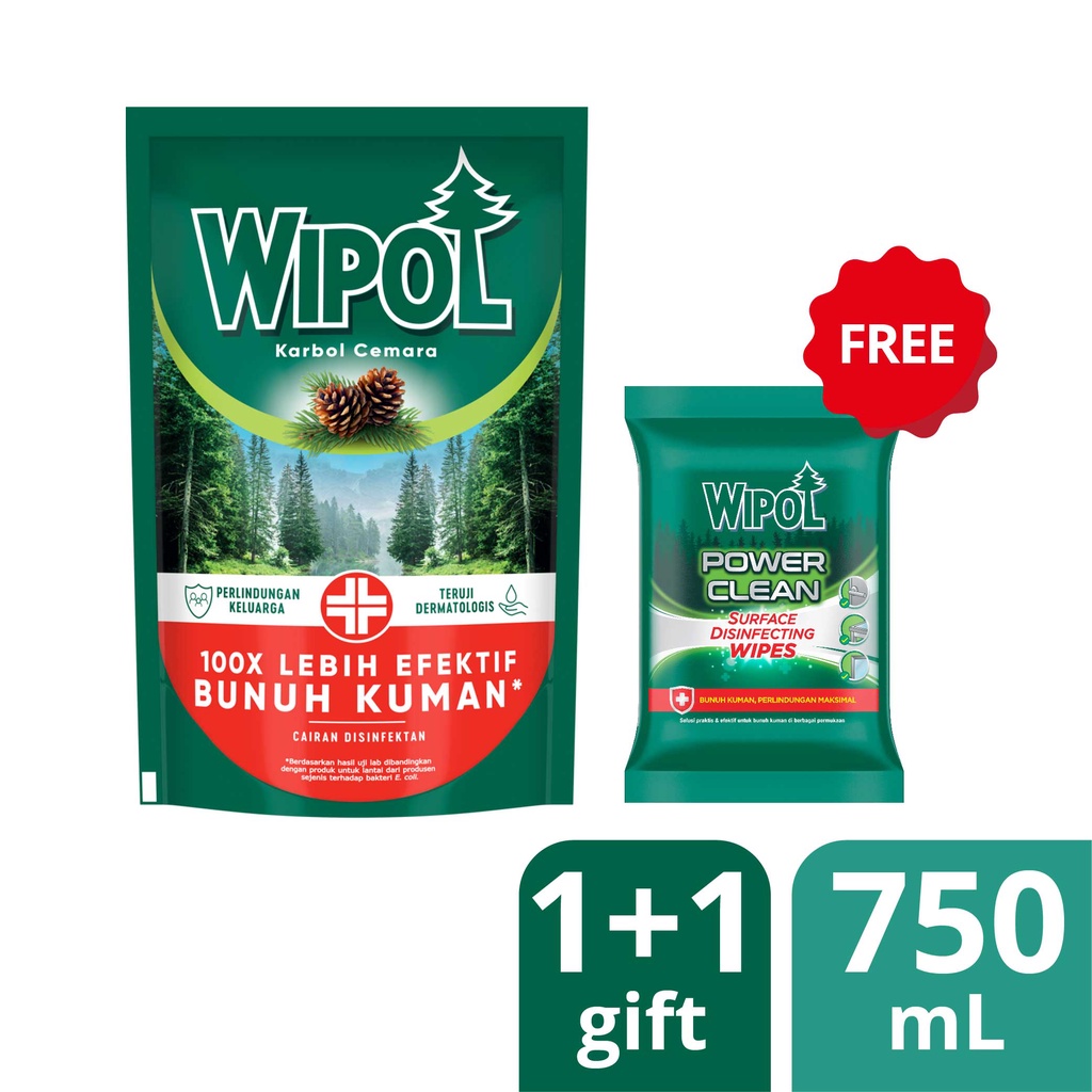 Jual Wipol Karbol Cemara Refill 750ml GRATIS Wipol Wipes Tisu Basah ...