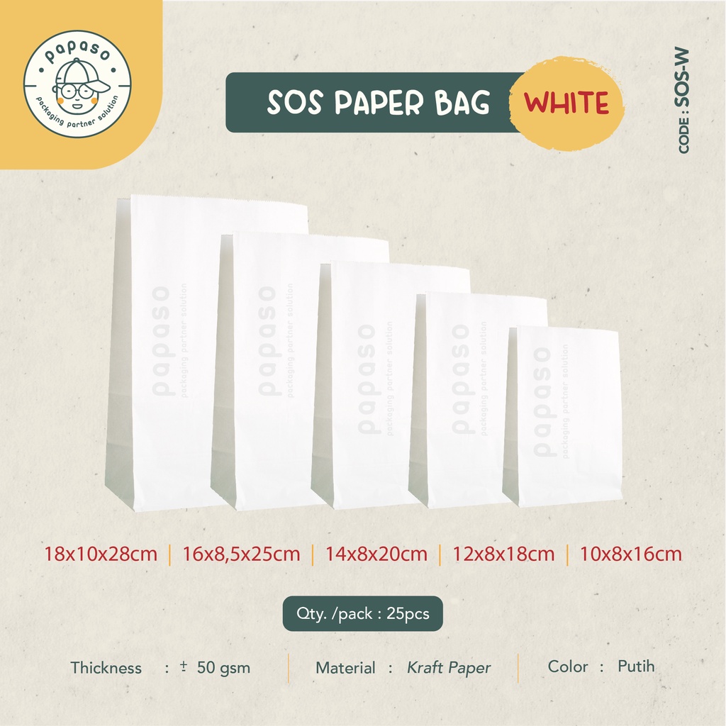 Jual Paper Bag SOS White / Kantong Kertas SOS Putih / Paper Bag / Sos ...