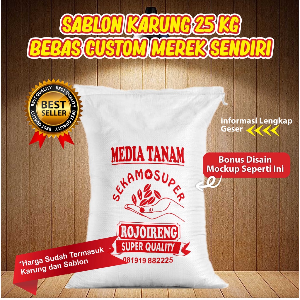 Jual Sablon Karung Beras 25 Kg (Bebas Custom Desain Merek Sendiri ...