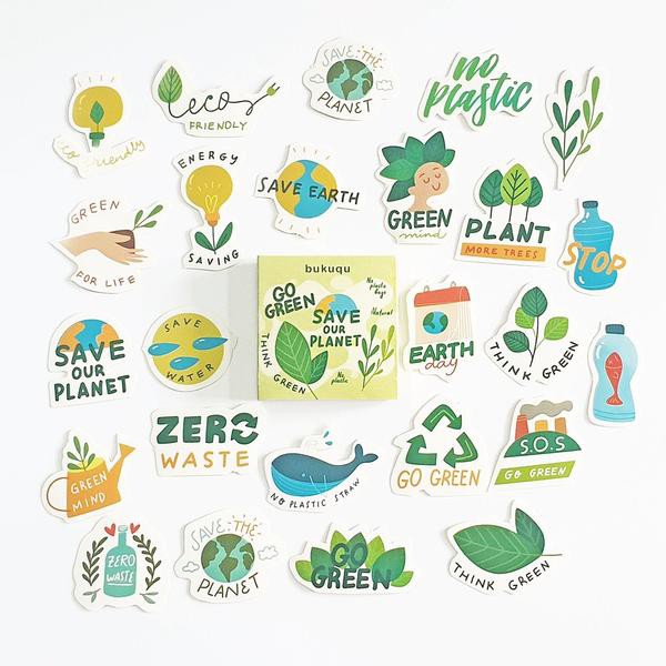 Jual 50pcs Stiker Aesthetic Lucu Tema Go Green Cinta Lingkungan untuk ...