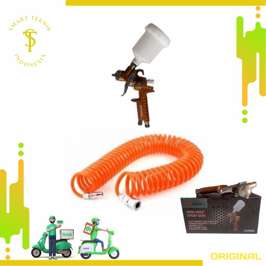 Jual Spray Gun cat semprot plus selang recoil 6 meter HVLP - paket ...