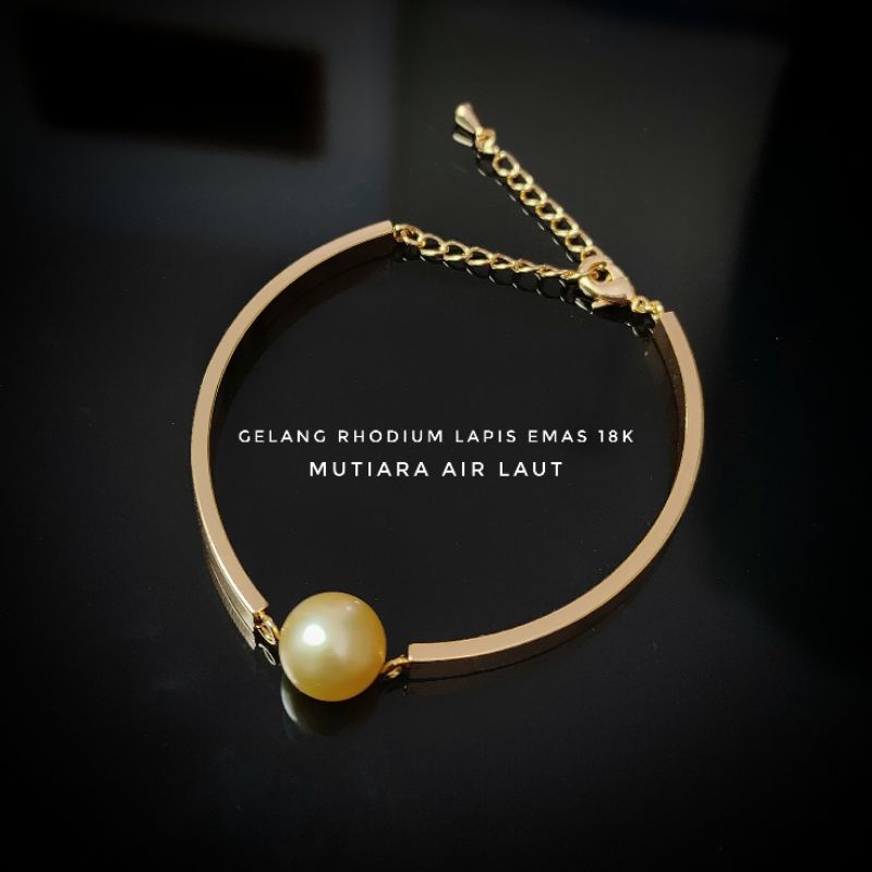 Jual Gelang plat rhodium lapis emas 18k Mutiara air laut asli lombok ...