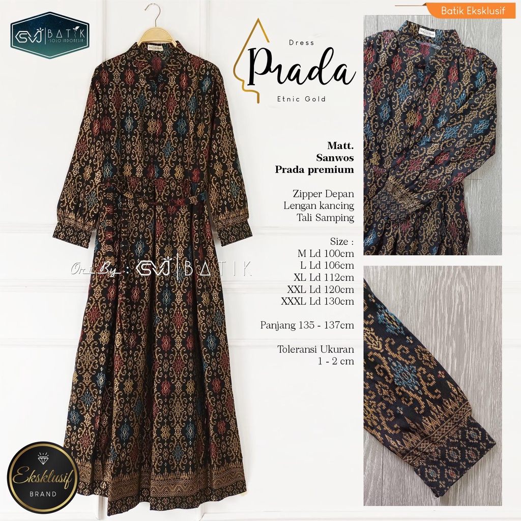 Jual BATIK PRADA GOLD DAN SKY BLUE PASANGAN DRESS DAN KEMEJA SANWOSH ...