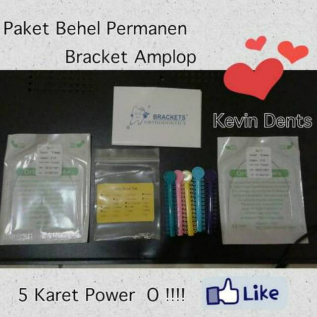 Jual Paket Behel Permanen Bracket Amplop, dapat 5 karet power o ...