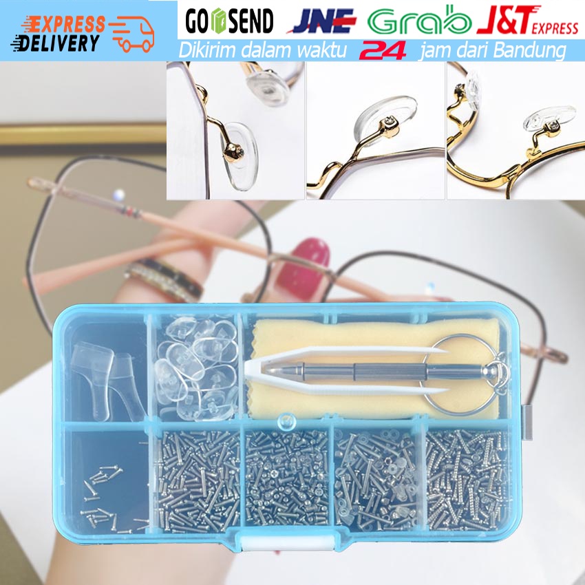 Jual Set Reparasi Kacamata Perlengkapan Kacamata Baut Sekrup Mur Obeng Nose Pad Earhook Nosepad ...