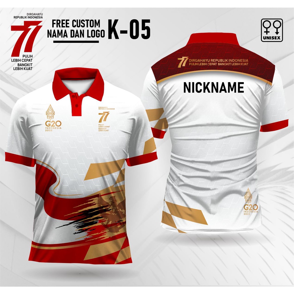 Jual jersey HUT RI 77 kerah polo kerah kancing kaos kemerdekaan jersey ...
