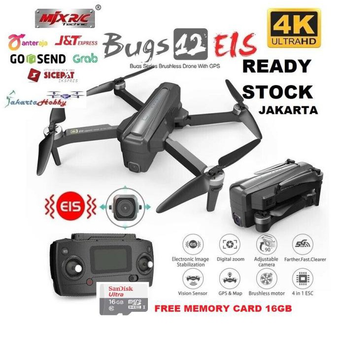 Jual MJX Bugs 12 B12 EIS GPS Brushless 4K Digital Zoom Drone Foldable | Shopee Indonesia