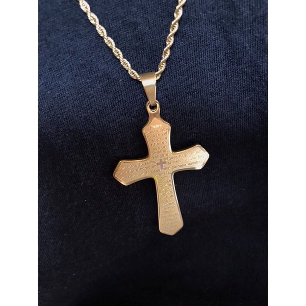 Jual Kalung Salib stainless lapis emas 18k titanium rosario rantai anti ...