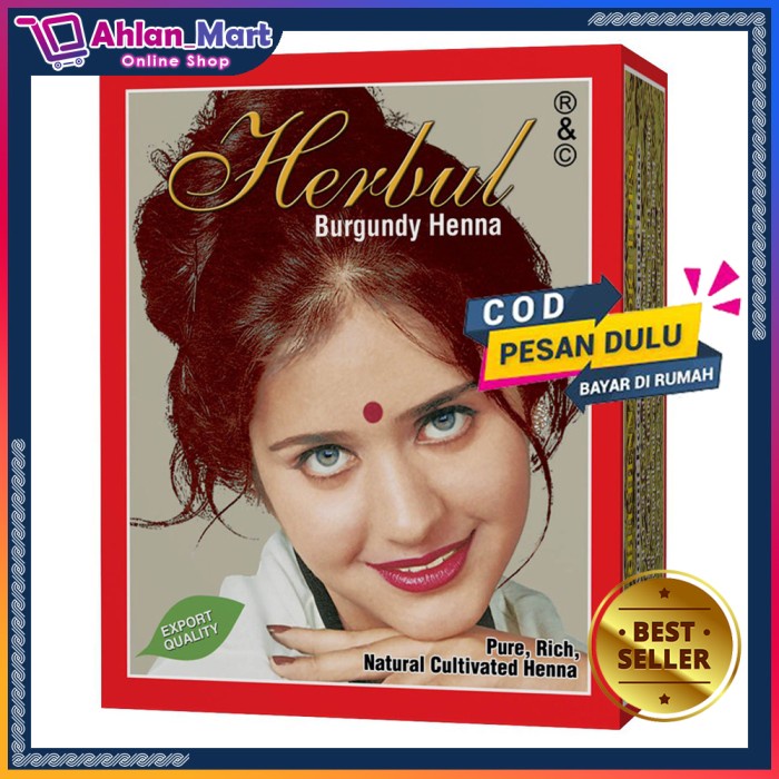 Jual PEWARNA RAMBUT HERBUL BURGUNDY RED HENNA EXPORT QUALITY PER SACHET ...