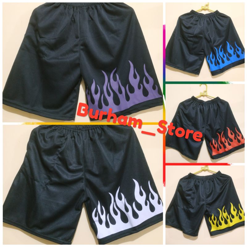 Jual Celana Pendek Pria Wanita Motif Api sablon tebal Olahraga sport ...