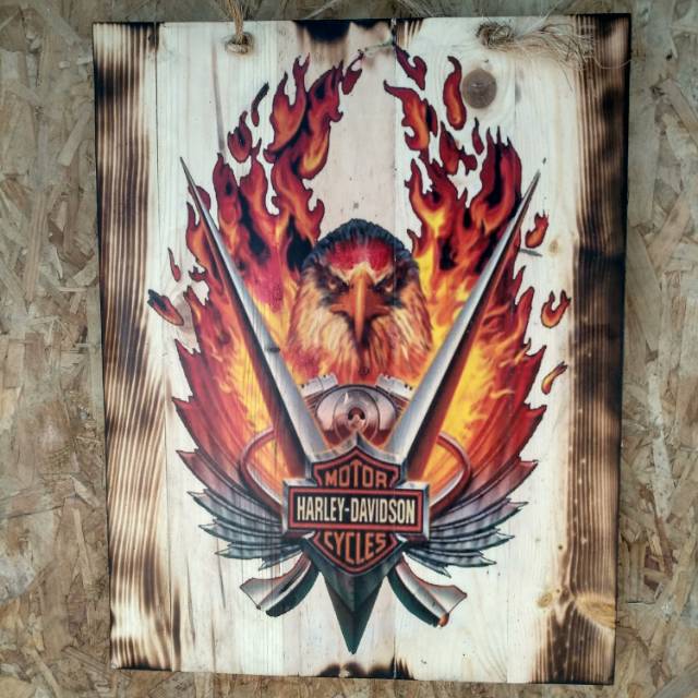 Jual HIASAN INTERIOR LUKISAN KAYU HARLEY DAVIDSON API HIASAN KAFE ...