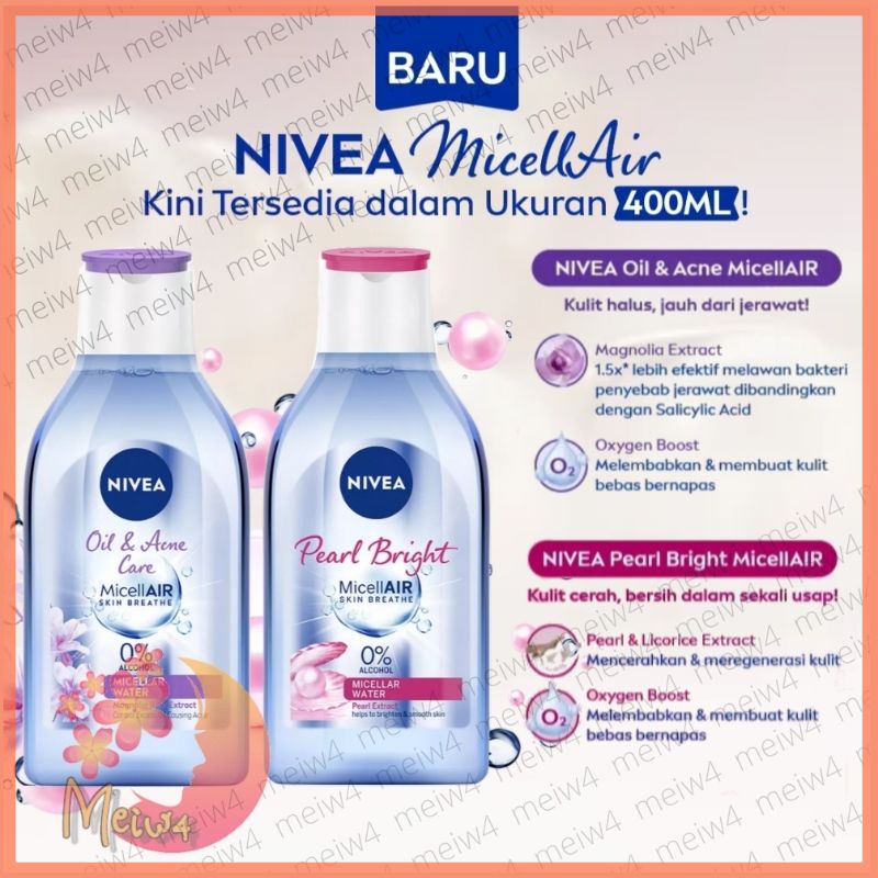 Jual NIVEA Micellair Pearl Bright (Pink) | Oil & Acne (Purple) 400ml ...