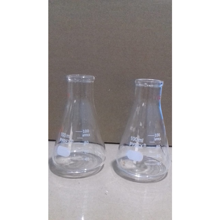 Jual ERLENMEYER FLASK, WIDE MOUTH, PYREX 100ml mulut besar - RRC ...