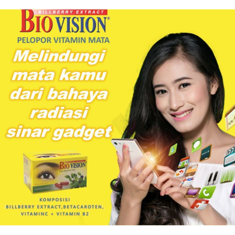 Jual Biovision 30 kapsul (melindungi,mata,dari,bahaya no,radiasi,sinar ...