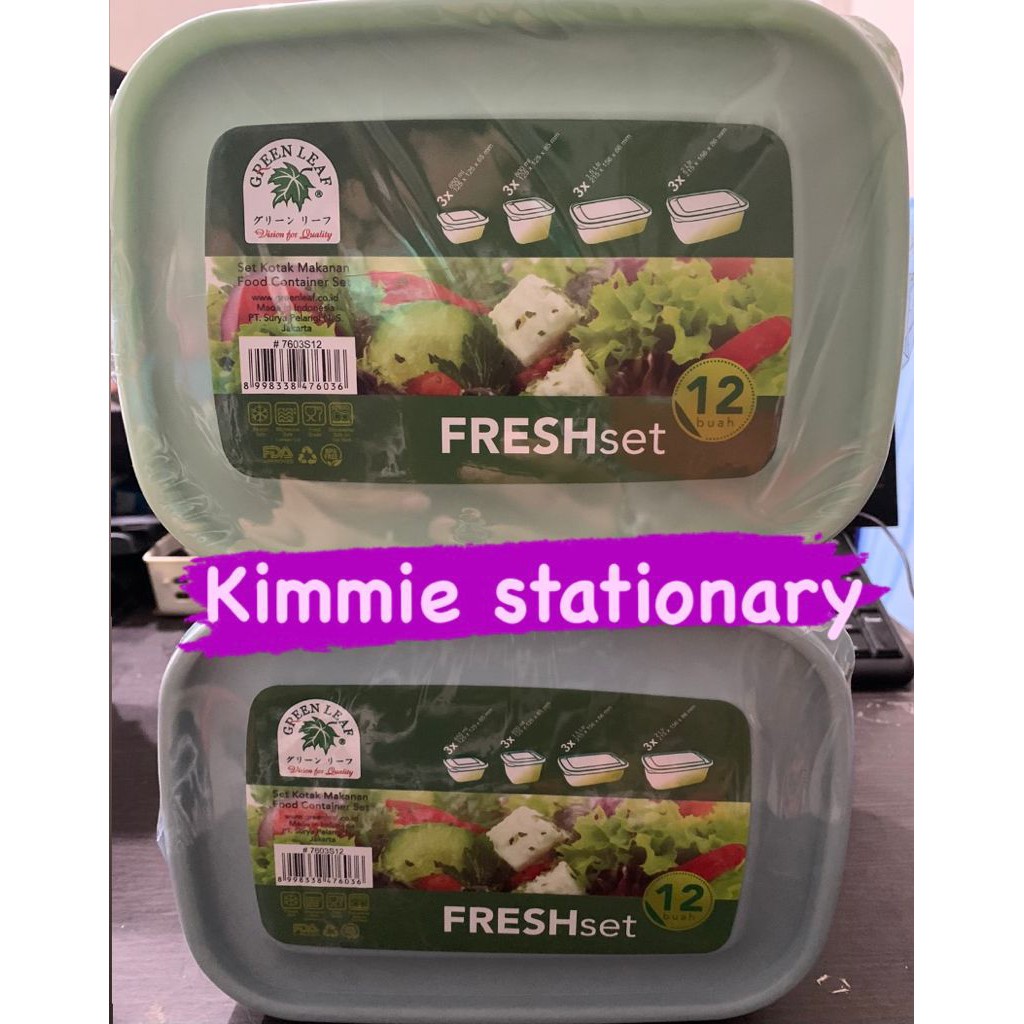 Jual GREEN LEAF FOOD CONTAINER FRESH SET ISI 12 PCS 4 WARNA / KOTAK ...