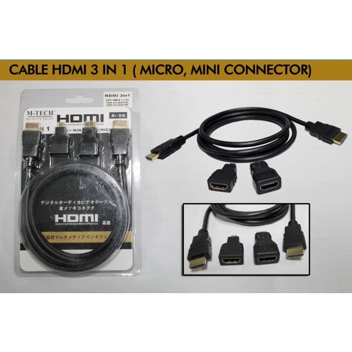 Jual Kabel HDMI 3 in 1 M-TECH Hdmi to Hdmi, Mini & Mikro Indonesia ...