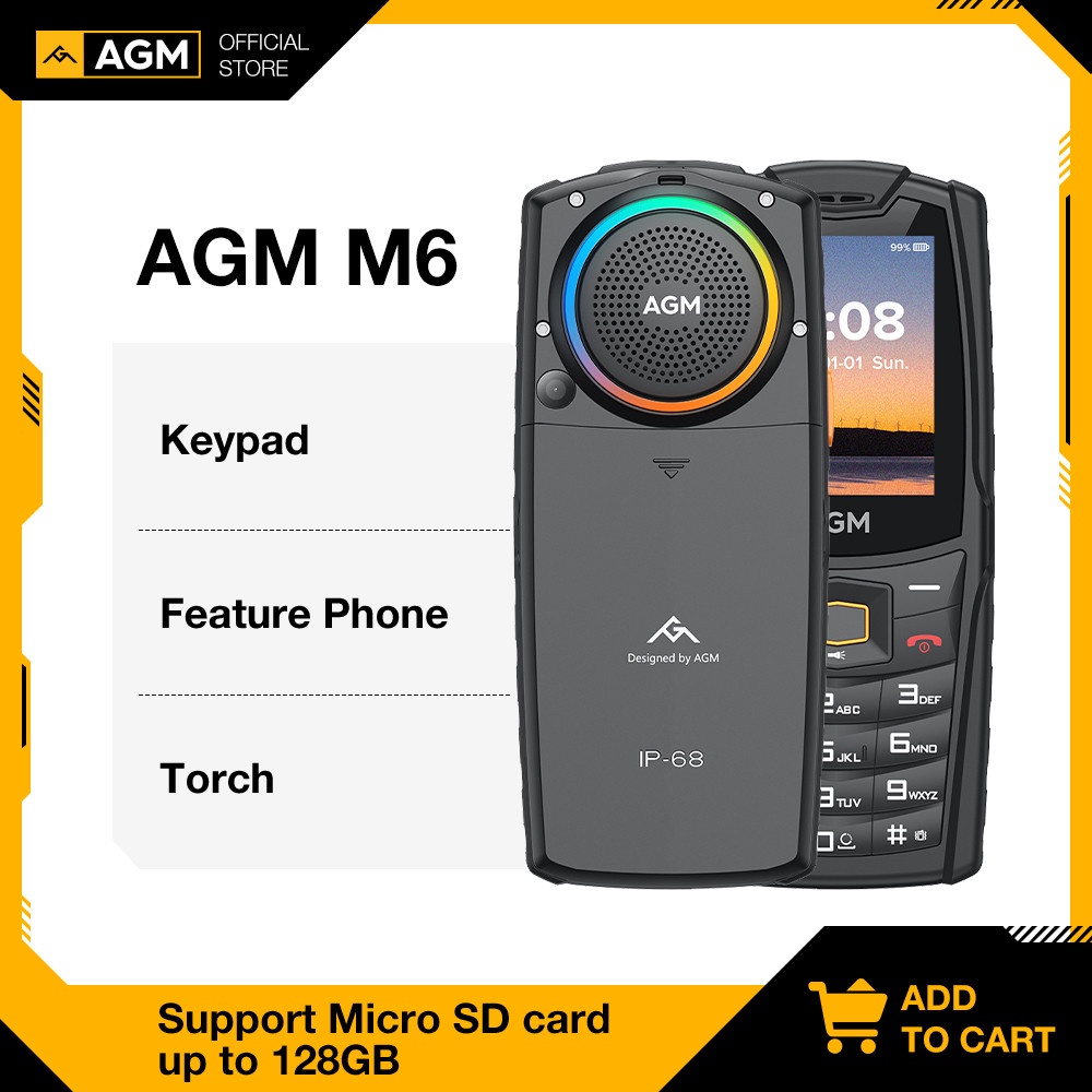 Jual AGM M6 4G Unlocked Phone IP68 Push-Button Phones Keypad Phone ...