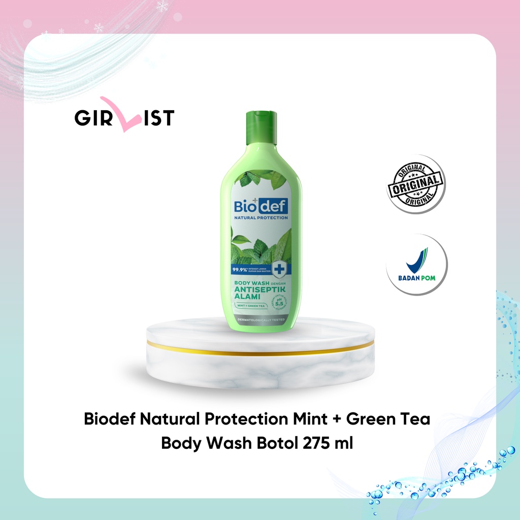 Jual Biodef Natural Protection Mint + Green Tea Body Wash Botol 275 ml ...