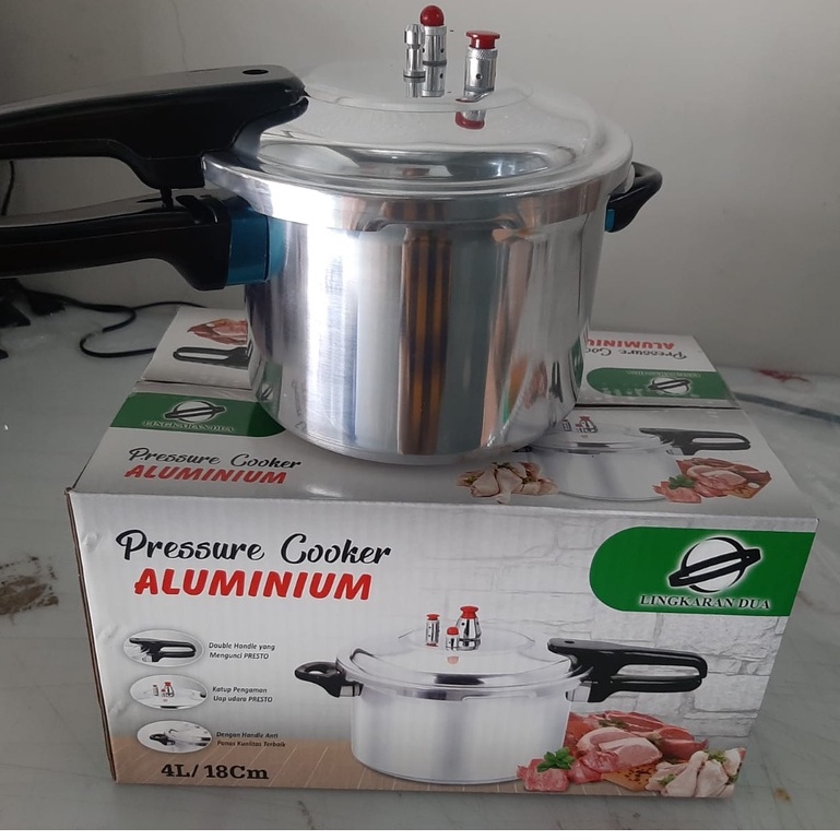 Jual Panci Presto 4 Liter diameter18 CM / Pressure Cooker 4 liter merk LINGKARAN DUA presto ...