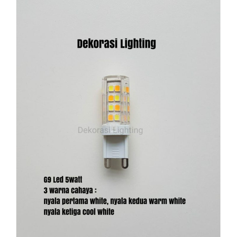 Jual Lampu Halogen Kacang Led kaki G9 5w 3warna Putih Warm White cool ...