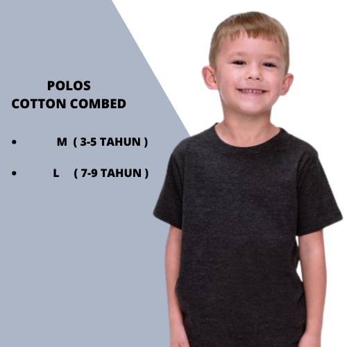 Jual KAOS POLOS ANAK LENGAN PENDEK COTTON COMBED 30S BAJU KAOS KIDS UMUR 2-8 TAHUN WARNA HITAM ...