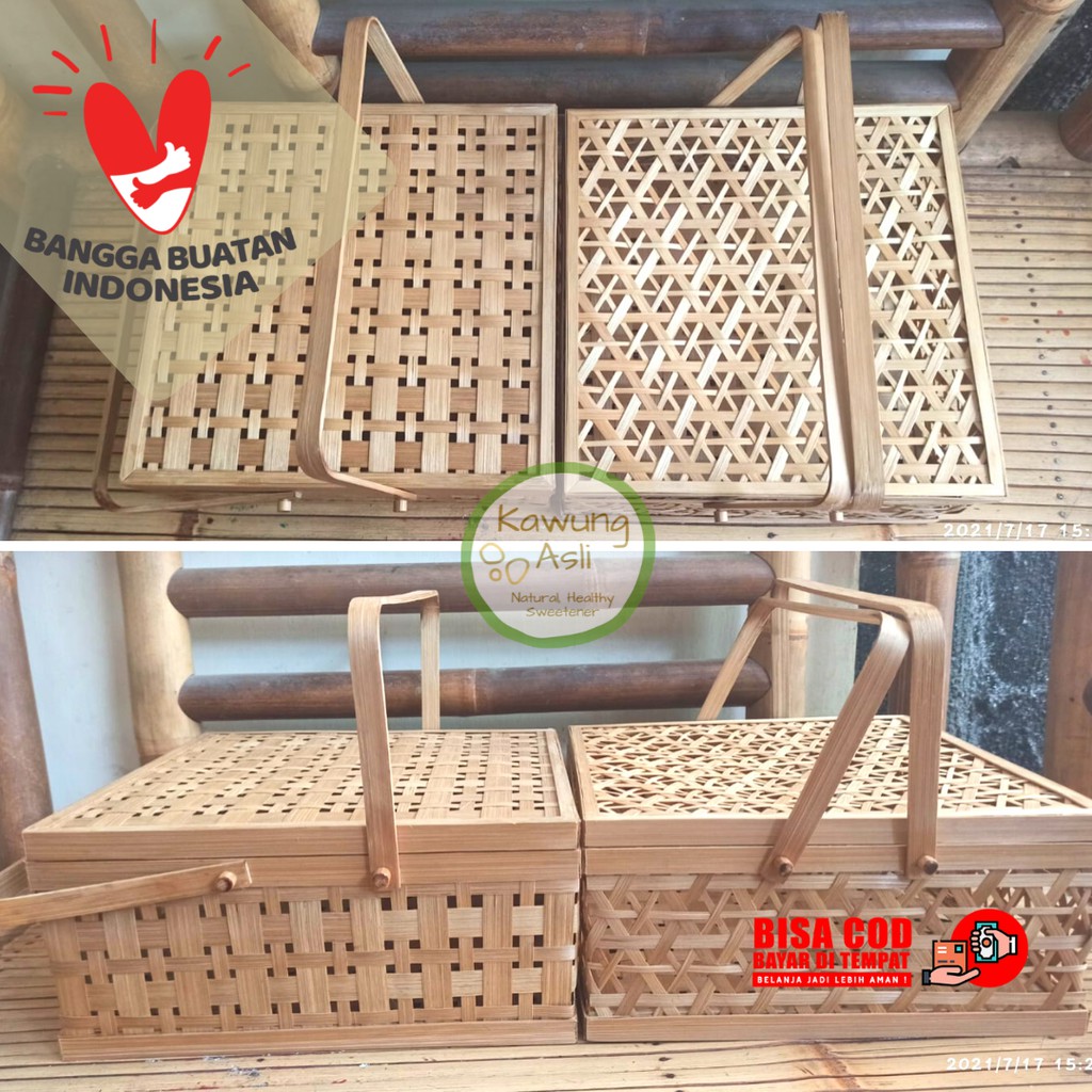 Jual Keranjang Rantang Hampers Anyaman Bambu Kotak Hantaran Pernikahan B | Shopee Indonesia
