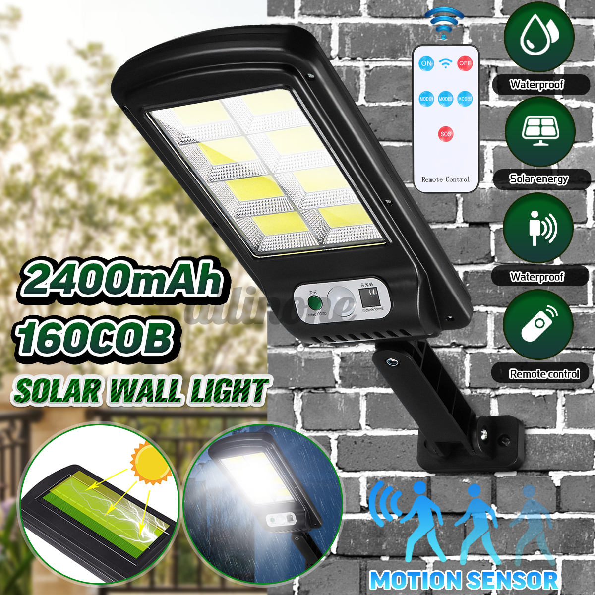 Lampu Dinding Cob Tenaga Surya Anti Air Ip65 Dengan Sensor Gerak Pir ...