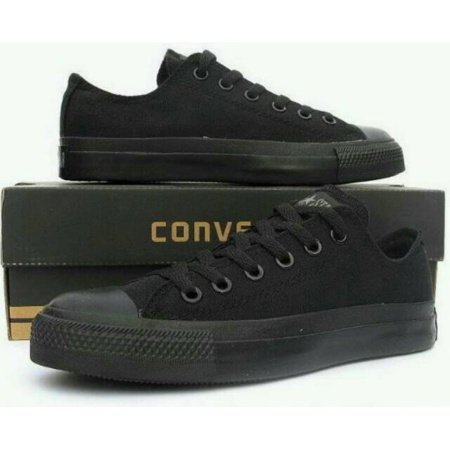 Jual Sepatu converse all star Full black low CALSSIC / converse all ...