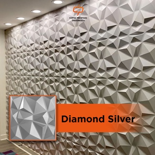 Jual Wall Panel 3D PVC 50x50 Wallpaper Desain Interior Rumah Silver and ...