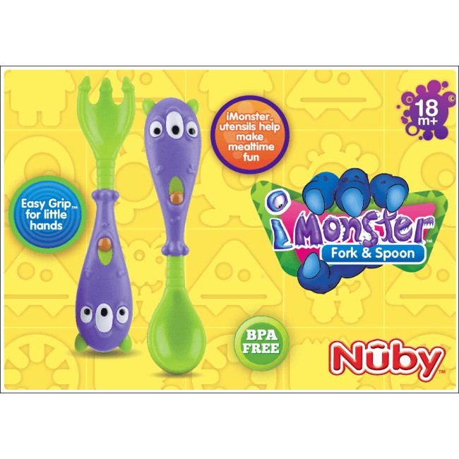Jual Nuby Peralatan Makan Monster Spoon and Fork | Shopee Indonesia